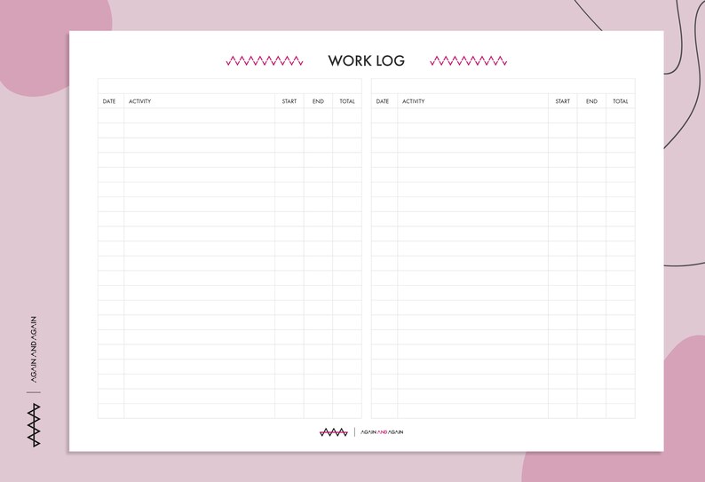 Work Log Planner A4 Format Printable Track Work Activities, Activity ...