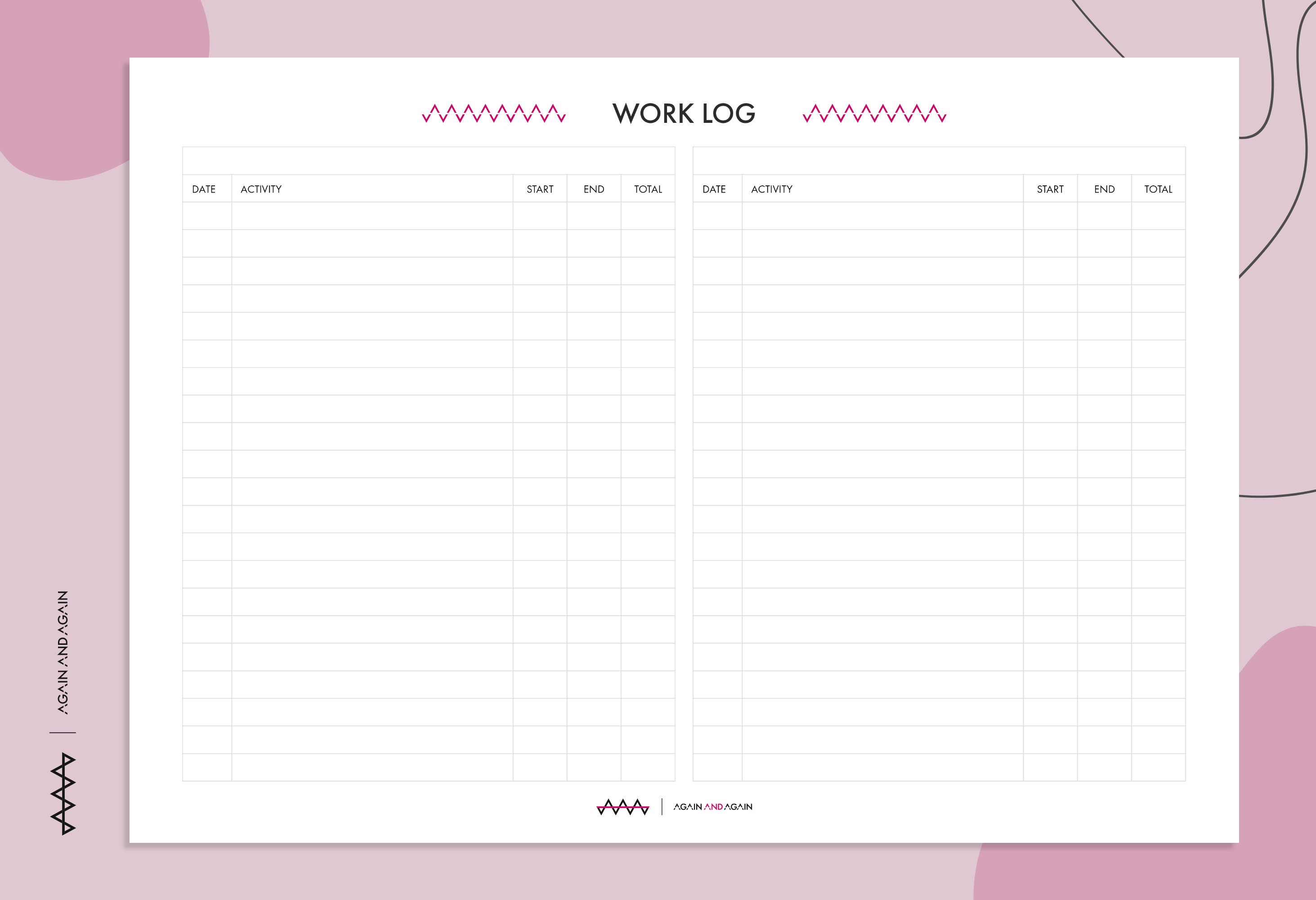 Work Log Planner A4 Format Printable Track Work Activities, Activity ...