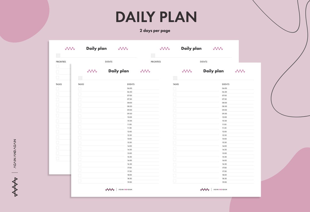 Daily Planner Printable Daily Schedule A4 Horizontal, Daily Log, Two ...