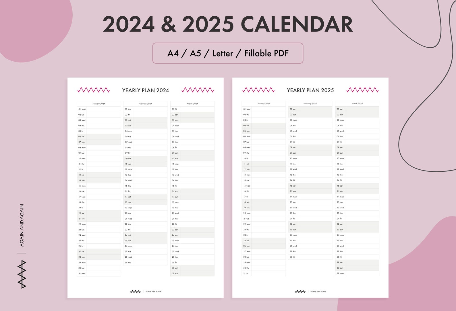 2024 2025 Quarterly Planner Stay Organized With Three Months per Page ...