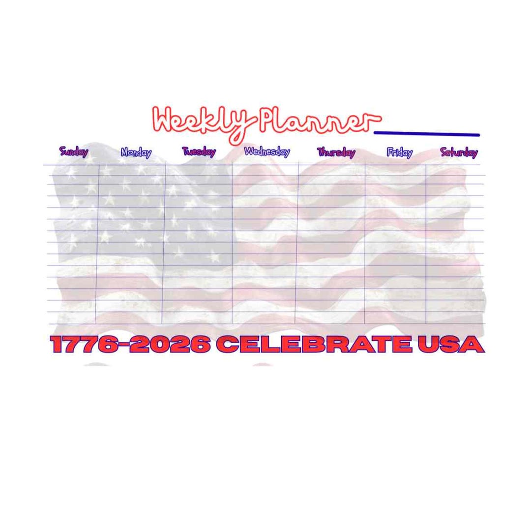 1776-2026 USA Weekly Schedule Hourly Planner Template Instant Download ...