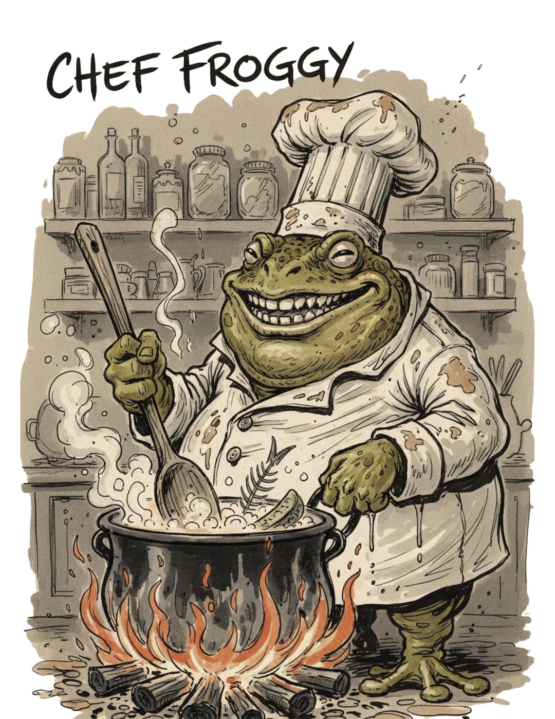 Chef Froggy Gallery Art: Downloadable Chef Print, Whimsical Cook Décora ...
