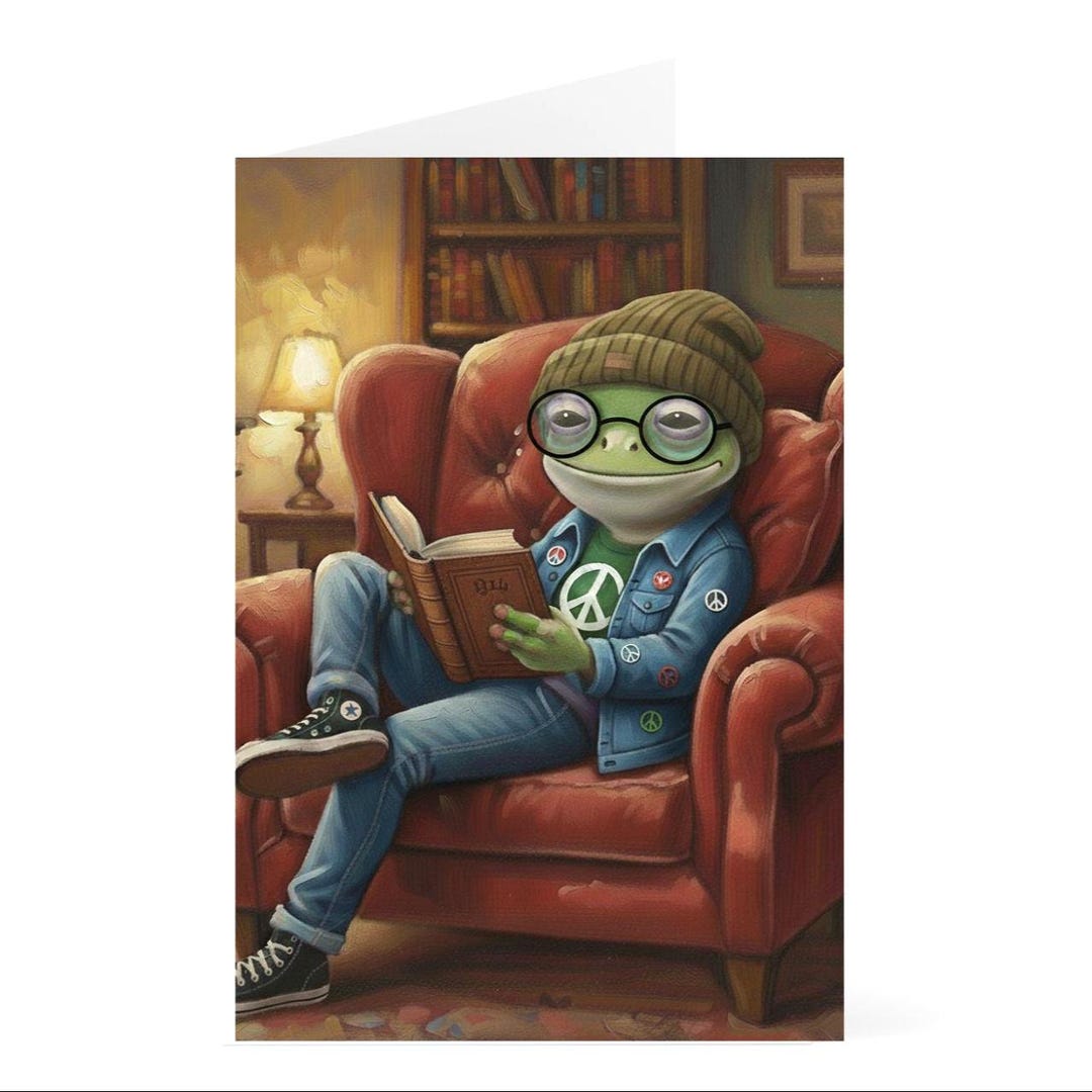 Book Loving Peace Frog Instant Download, Reading Fan, Teacher, and ...