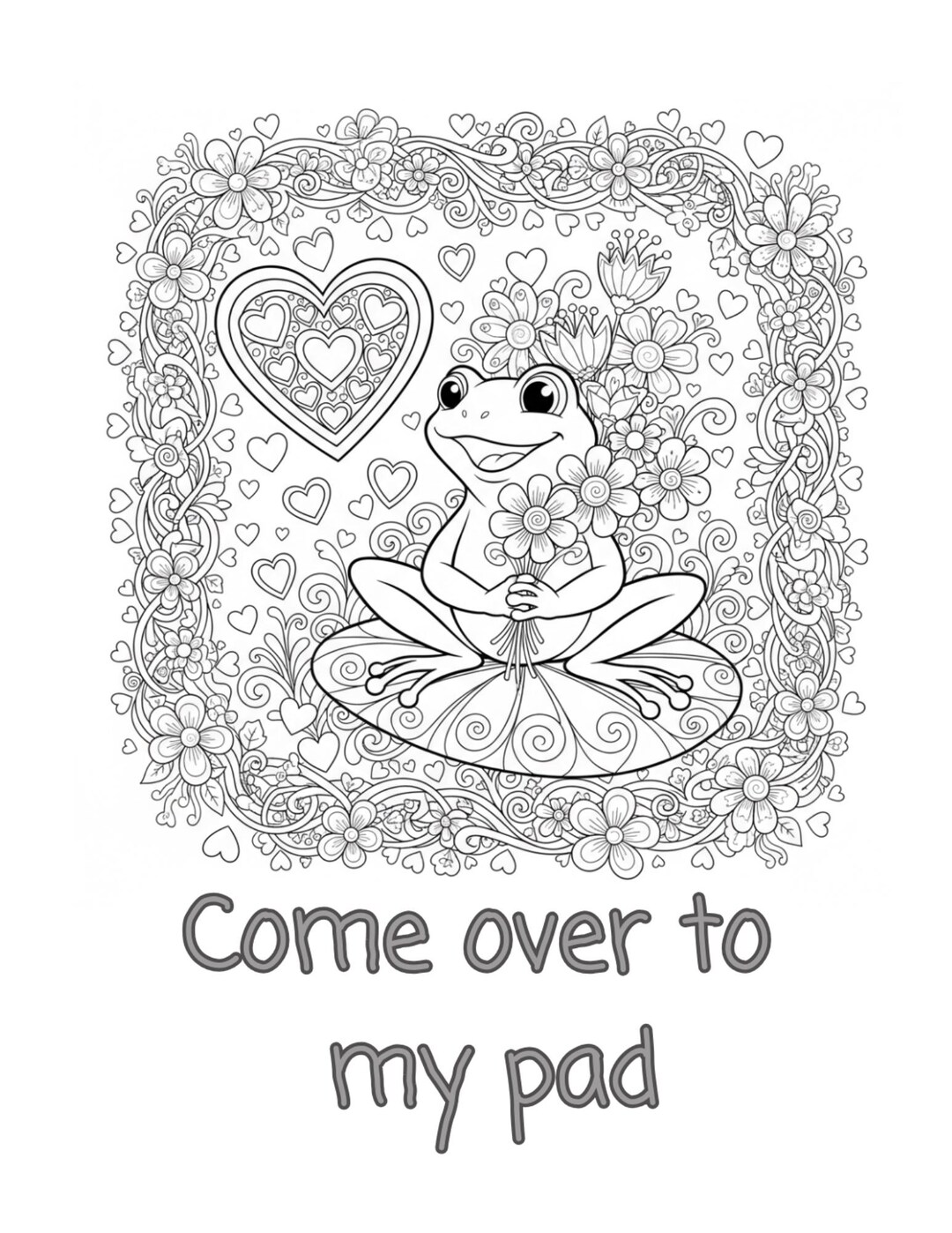 Printable Frog Valentine Card | Printer Friendly Instant Download ...