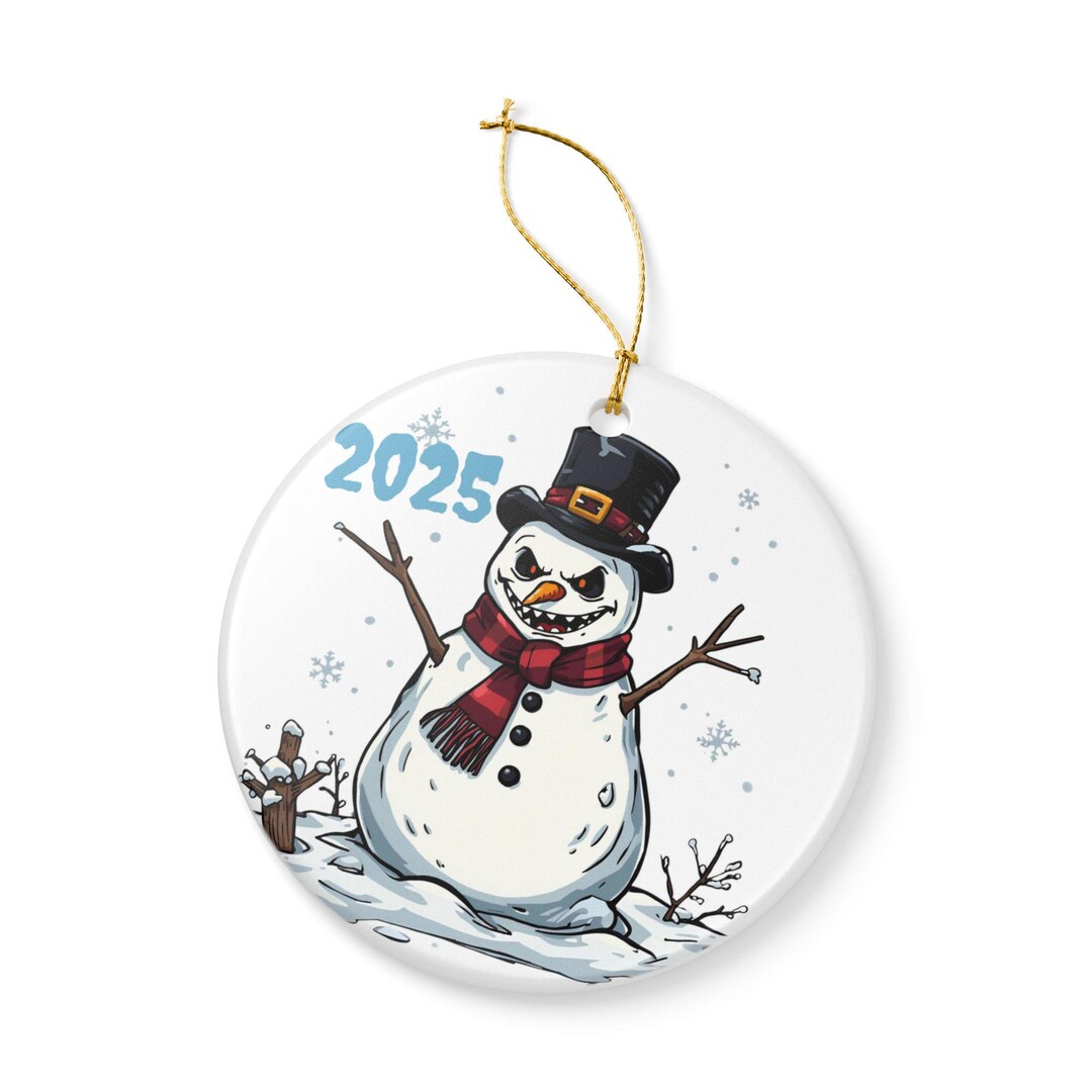 Gothic Snowman Ornament 2025 Ceramic Christmas Tree Hostess Home Decor ...