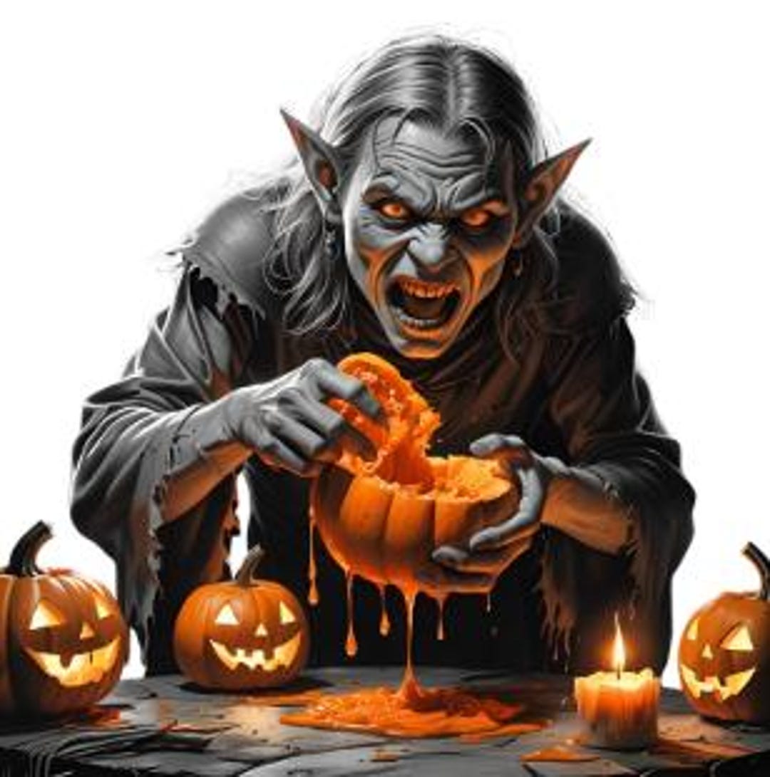 Goblin Eating Pumpkin SVG: Funny Halloween Shirt Design (digital ...