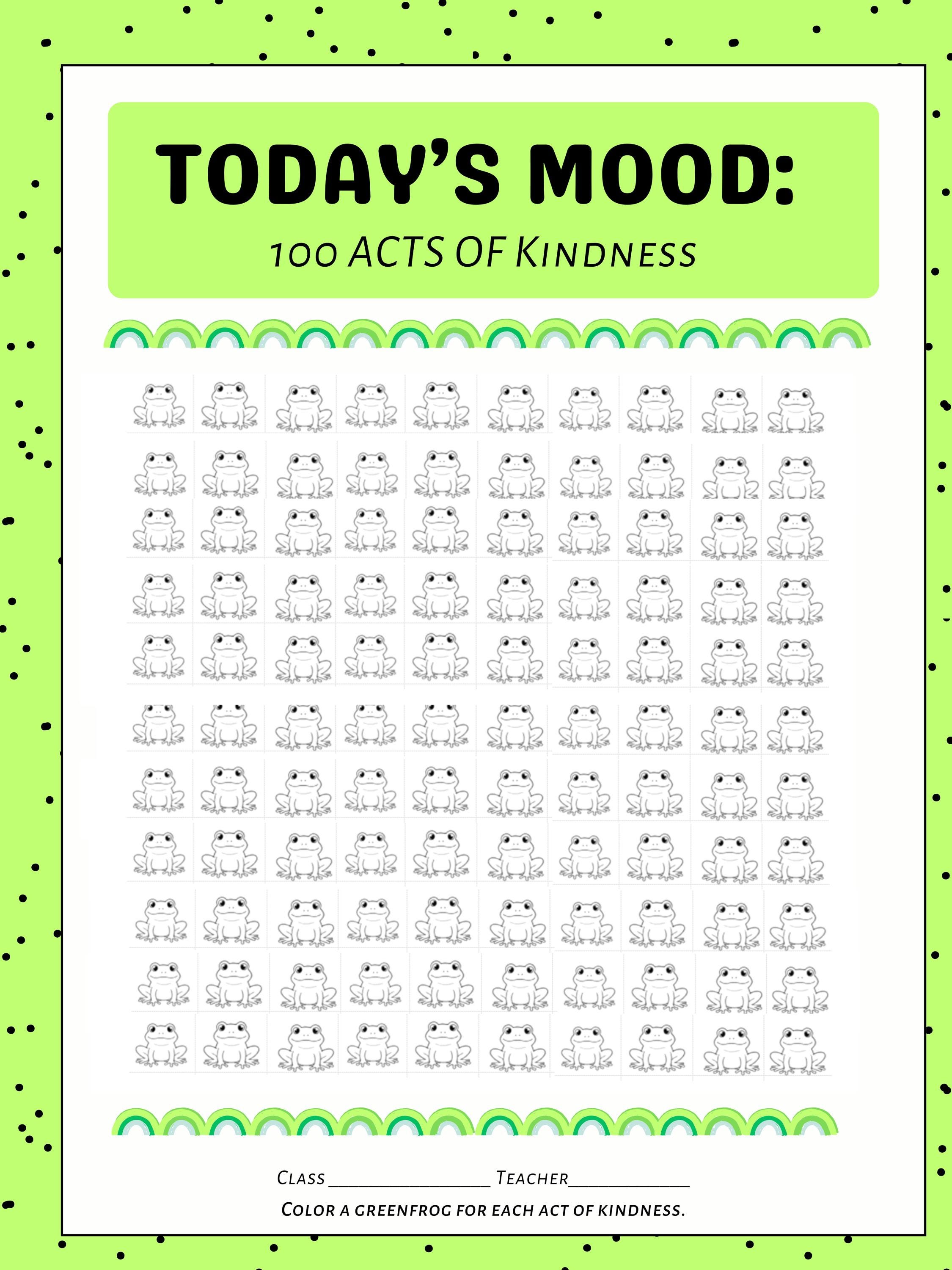 Greenfrog Acts of Kindness Classroom Kit - Challenge Bulletin Board ...