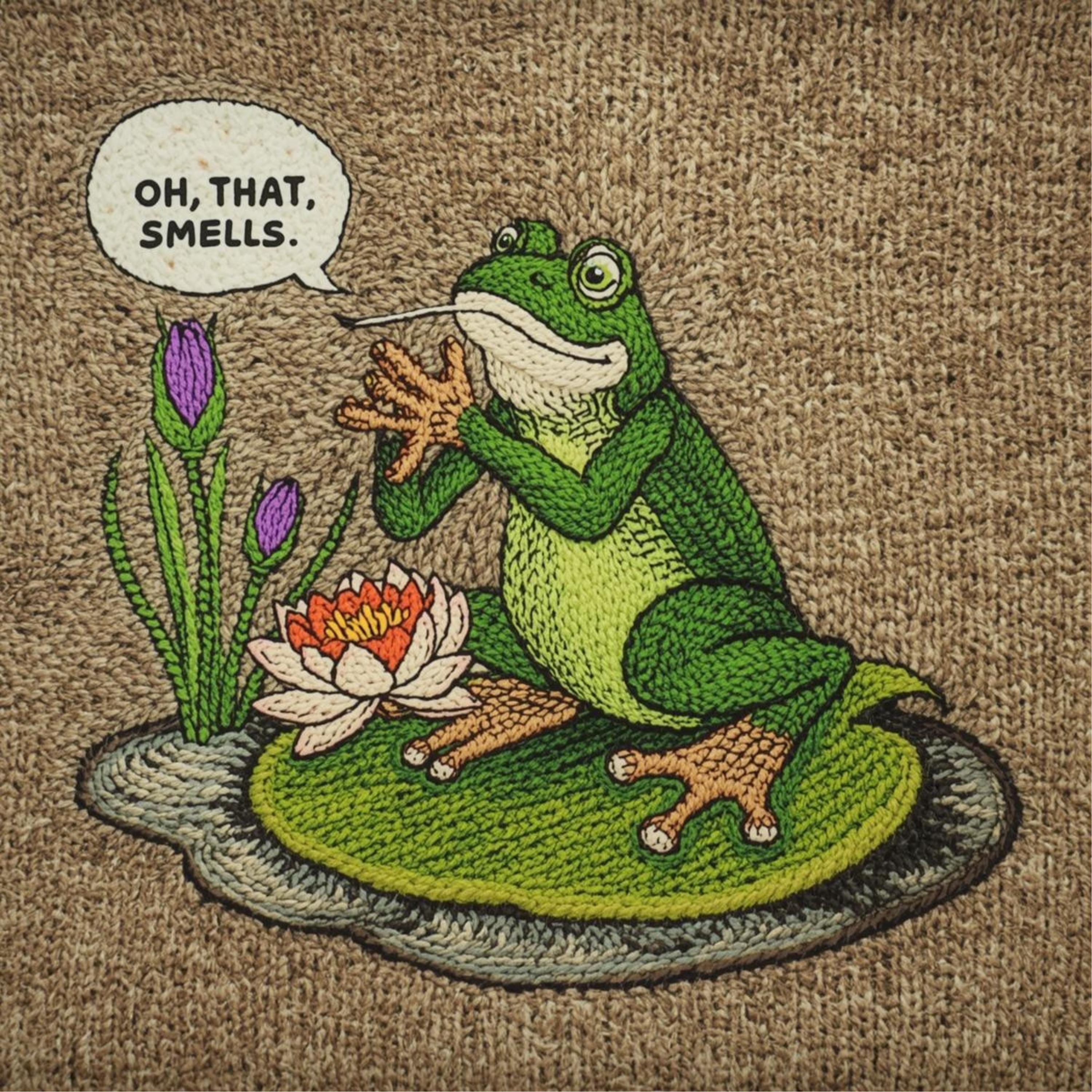 Funny Frog Bathroom Art Wall Prints, That Smells Decor, 3D Yarn Art ...