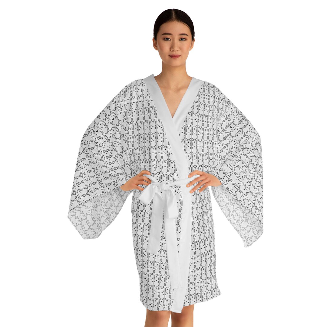 Easter Bunny Rabbits White Swimsuit Cover-up, Flowing Kimono Style Robe ...