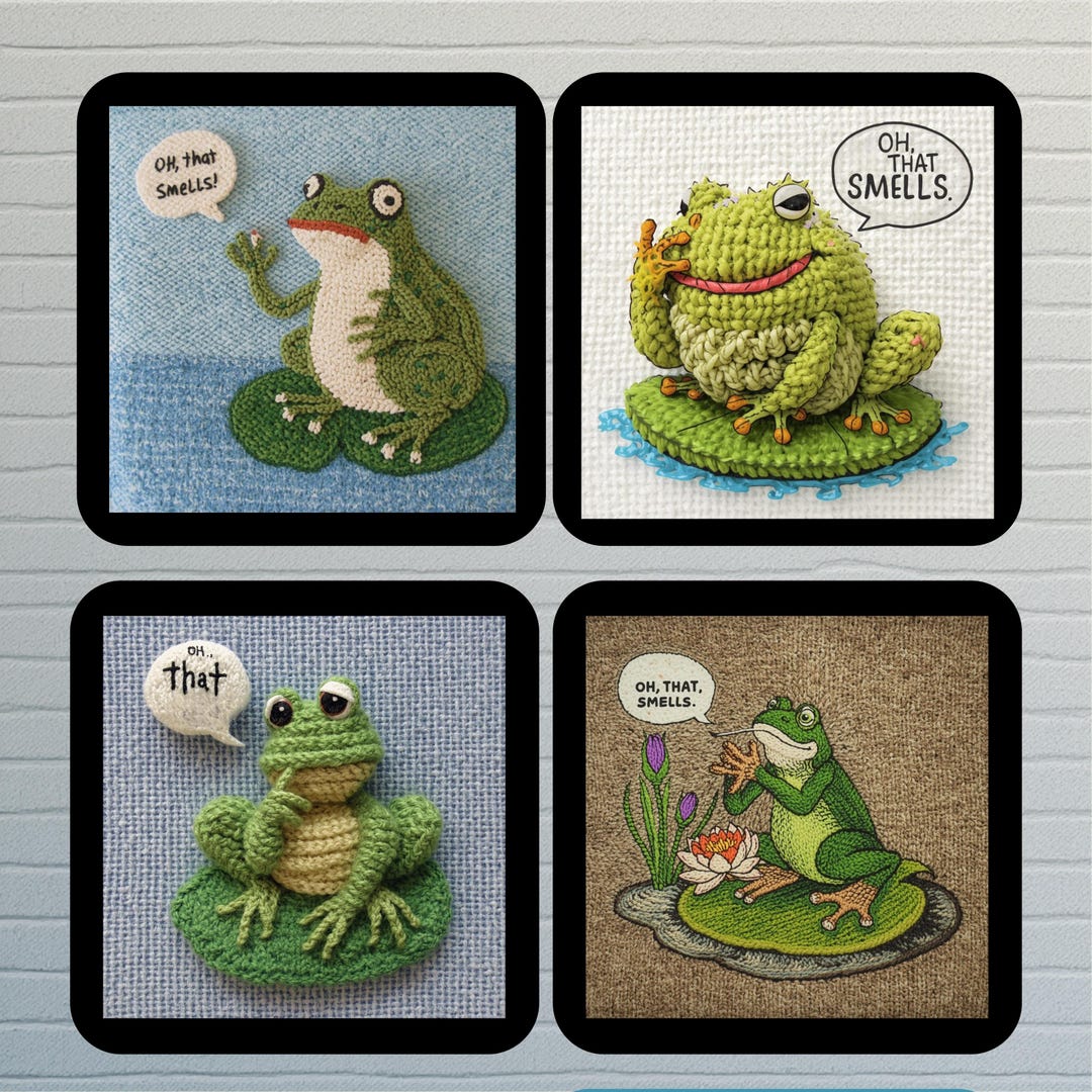 Funny Frog Bathroom Art Wall Prints, That Smells Decor, 3D Yarn Art ...