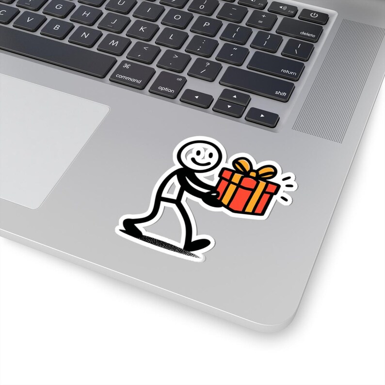 Kiss-cut Stickers Stick Figure Giving Gifts Present Illustration ...