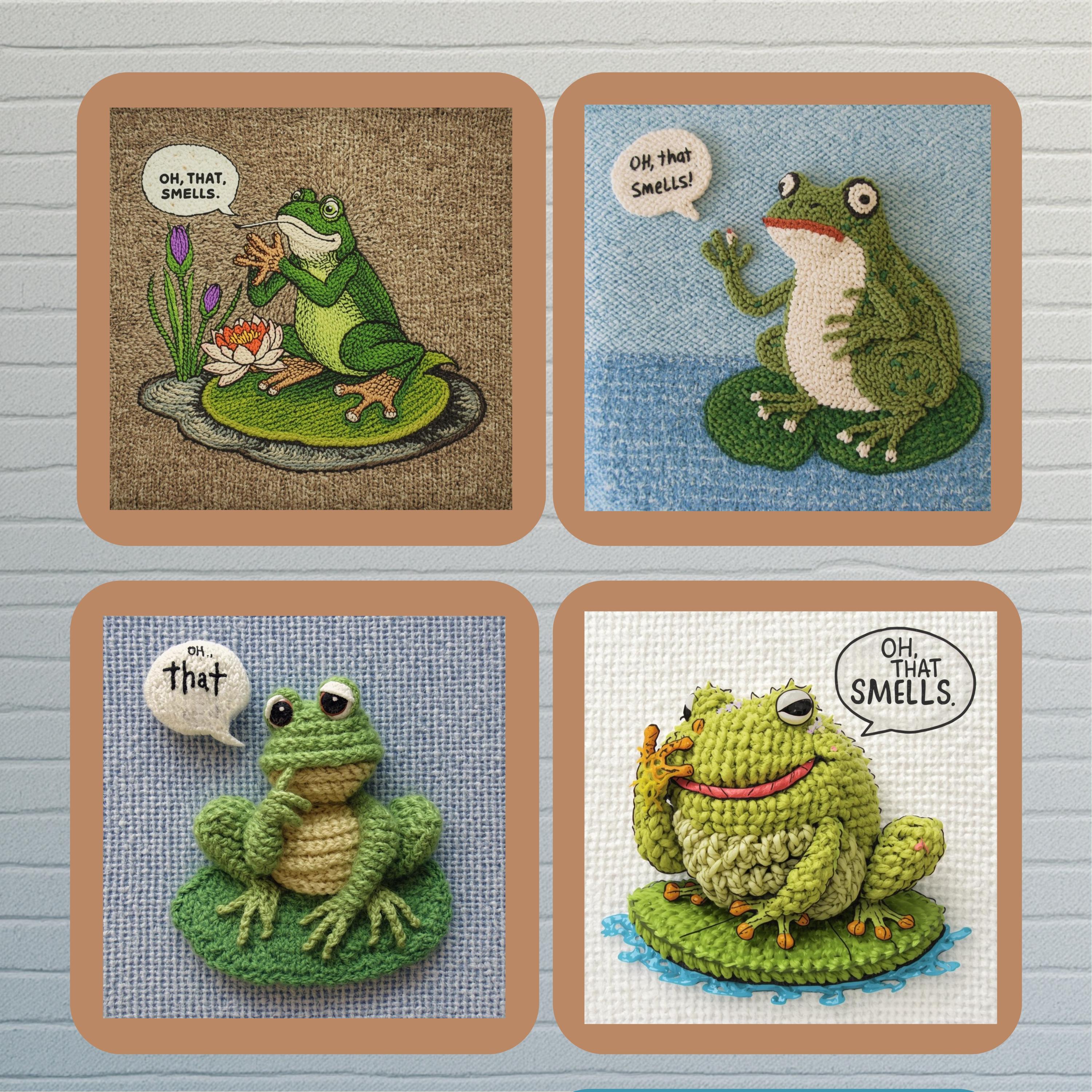 Funny Frog Bathroom Art Wall Prints, That Smells Decor, 3D Yarn Art ...