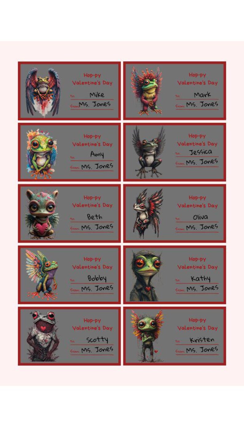 Punk Rock Frog Valentine Cards Printable | Hop-py Valentine’s Day ...