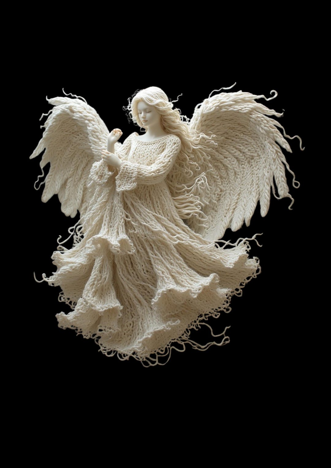 White Angel Wings Gallery Wall 3d Yarn Art, Memorial Sympathy Template ...