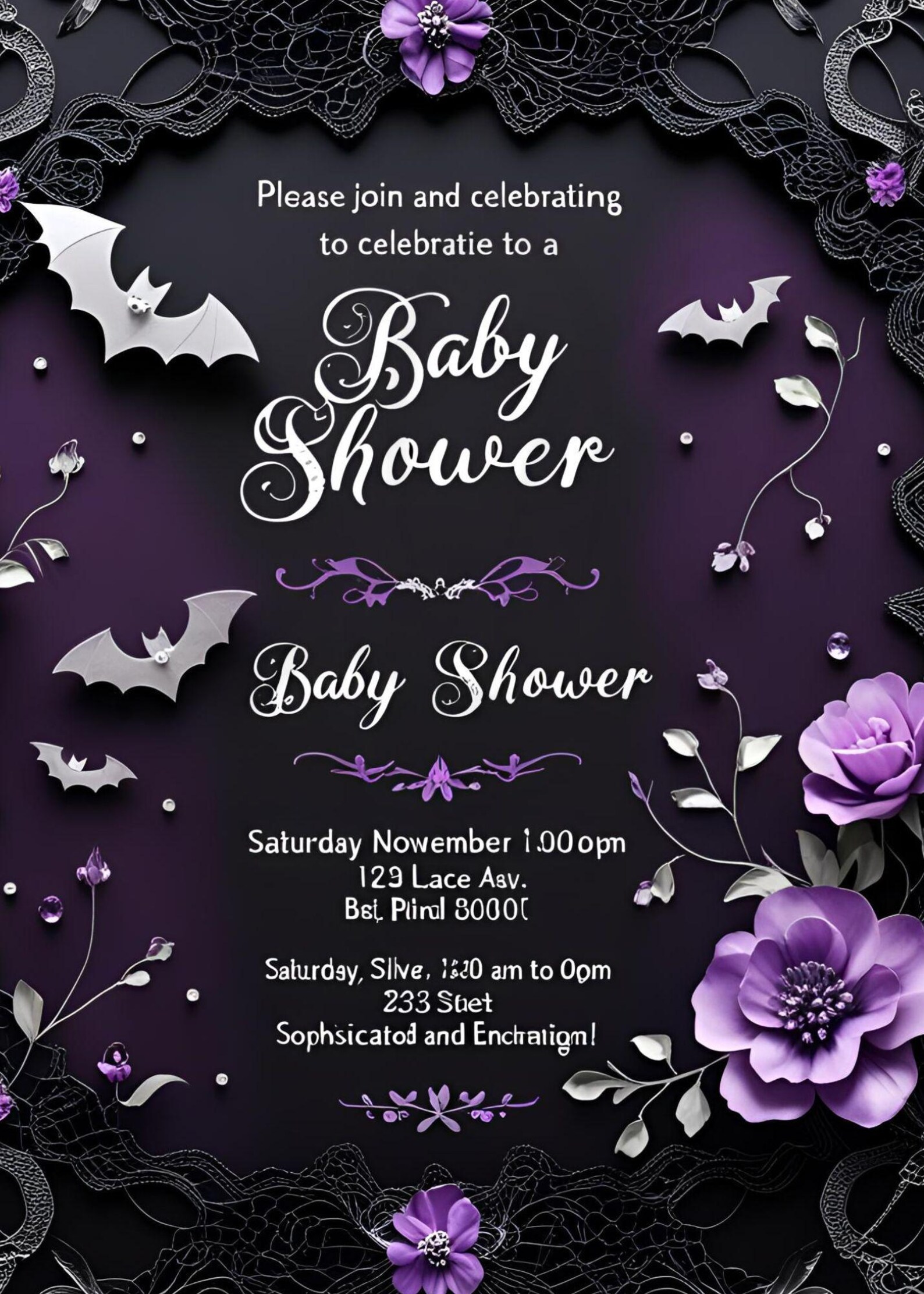 Goth Baby Shower Invitation Printable, Dark Baby Shower Invite, Gothic ...