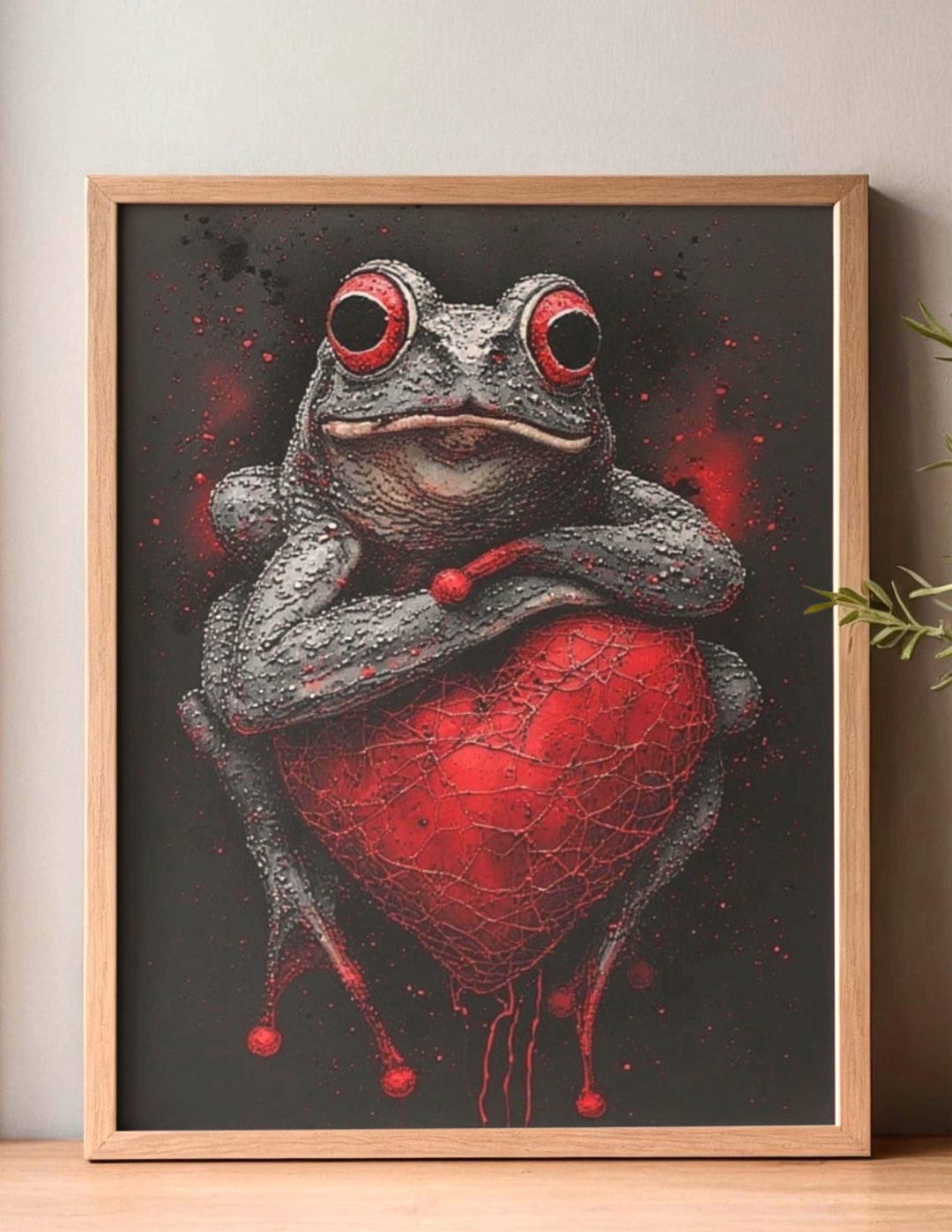 Gothic Frog Illustration | Dark Valentine Art Printable | Creepy Heart ...