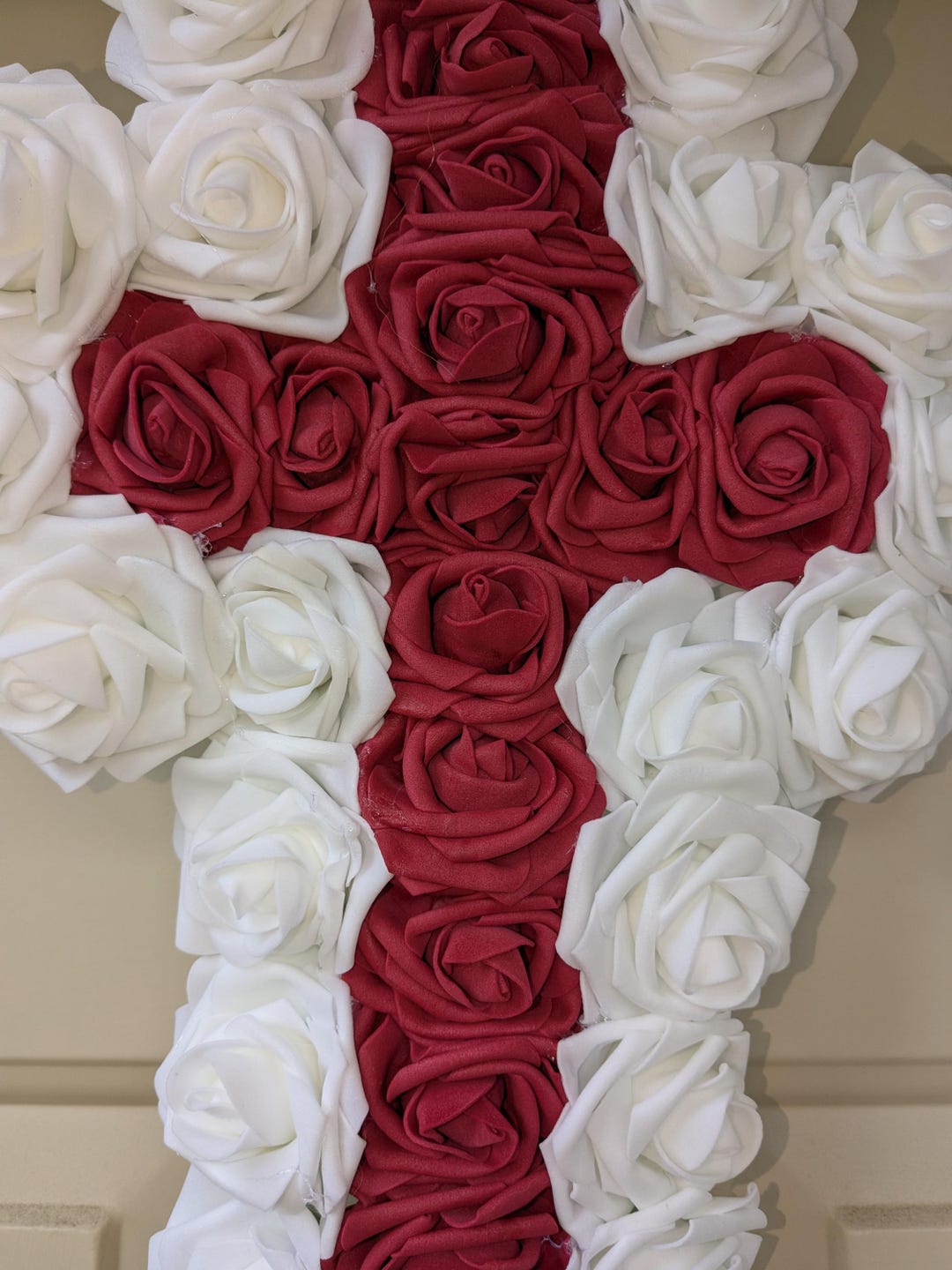 Burgundy and White Rose Cross Wreath One Day or Overnight Shipping ...