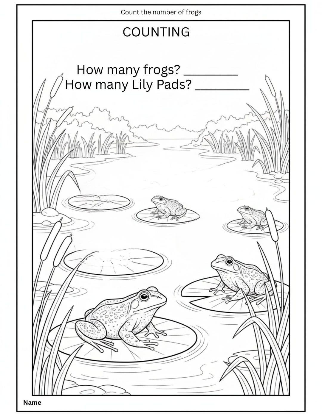 Frog Math Worksheets Bundle Numbers 1-10 Printable | Counting, Number ...