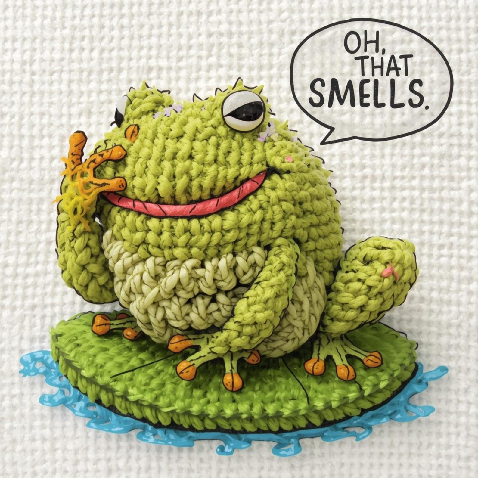 Funny Frog Bathroom Art Wall Prints, That Smells Decor, 3D Yarn Art ...