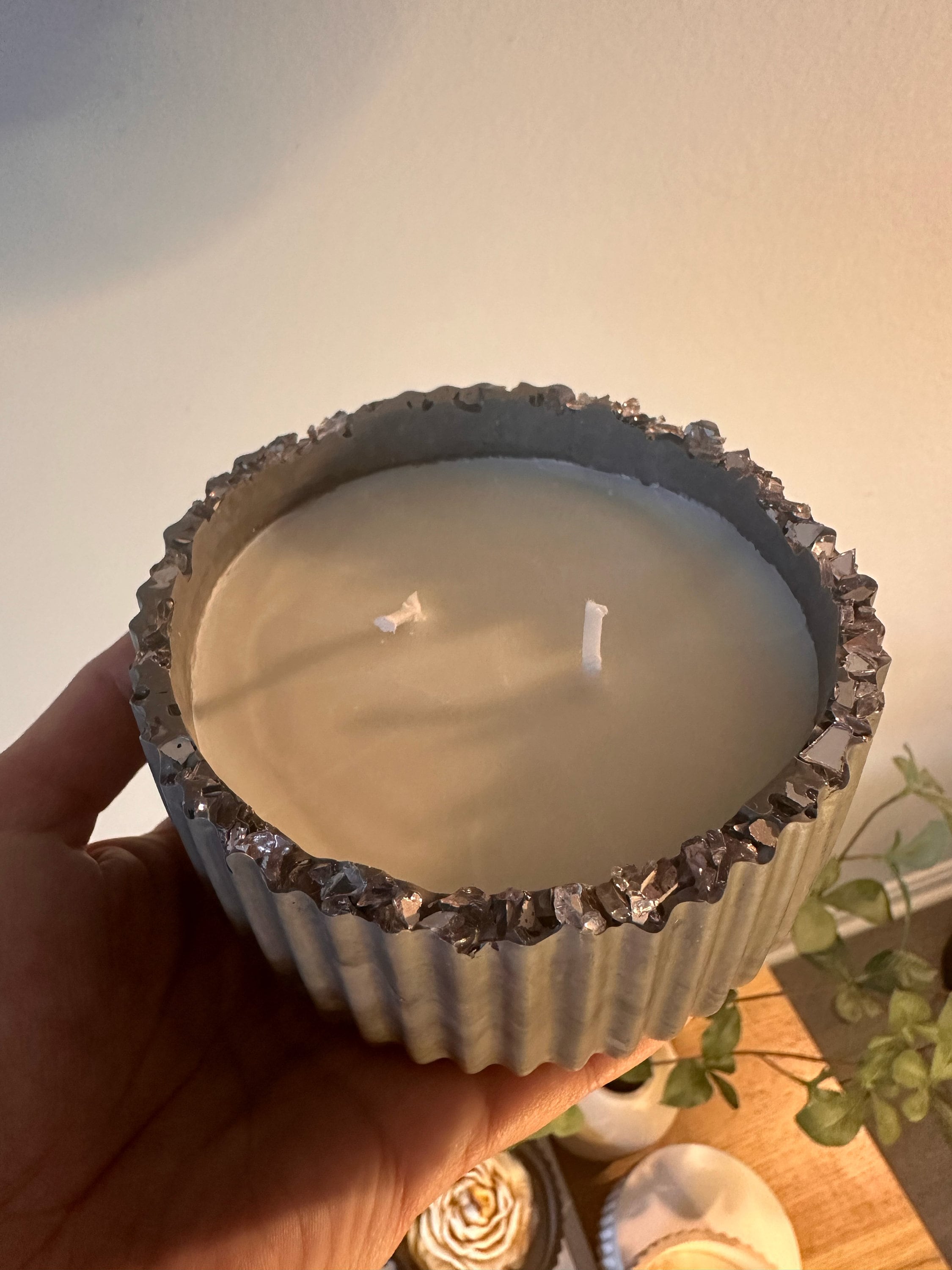 Ribbed Stone Jar With Peony, Flower Ring Trinket Storage Jewelry Box ...