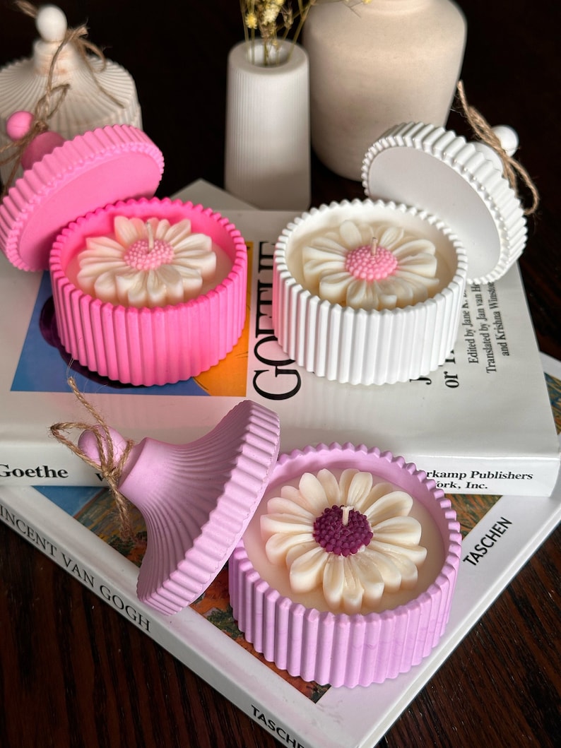 Daisy Flower Candle Soy Wax Daisy Candle Handmade Soy Wax Scented ...