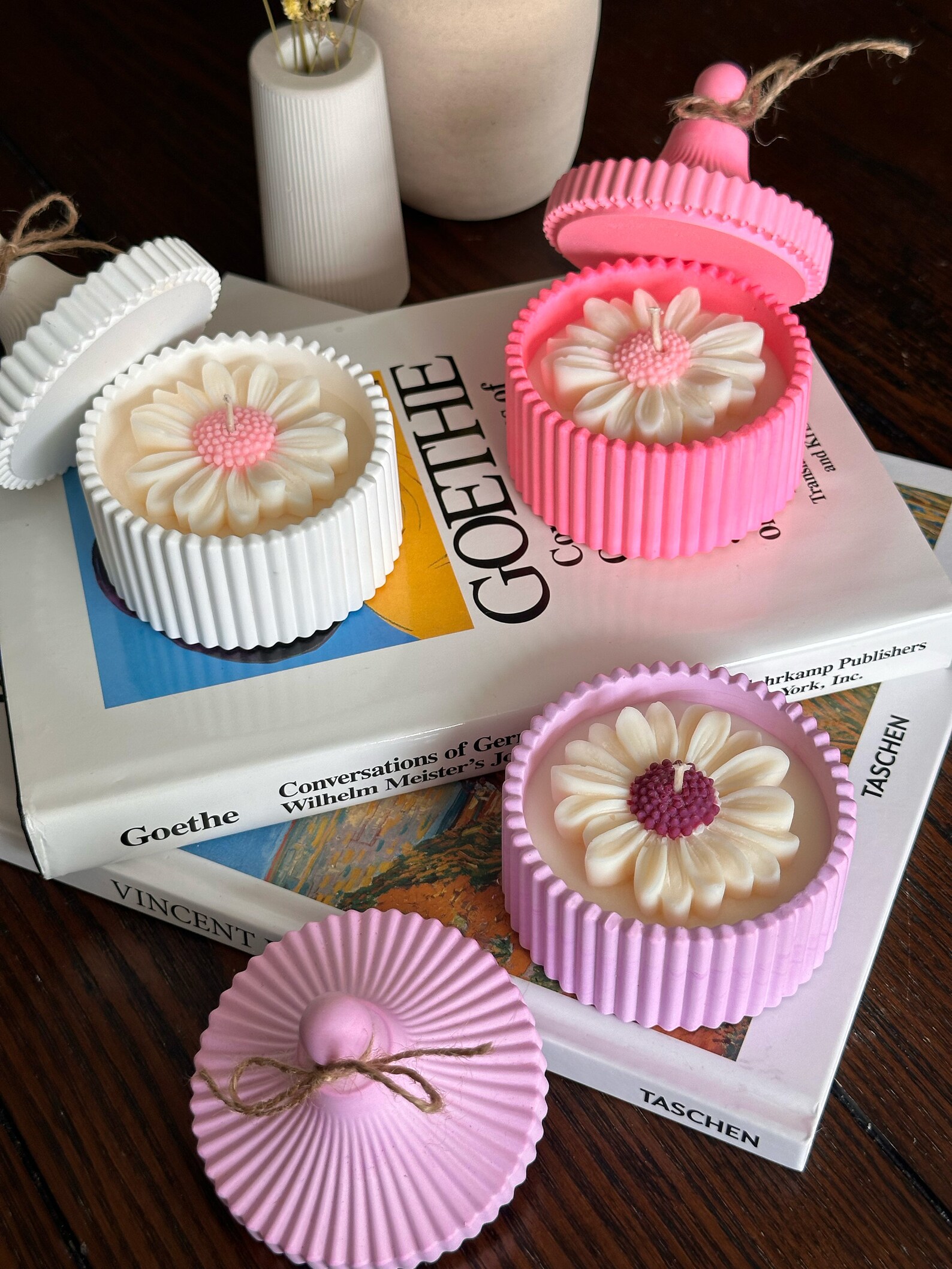 Daisy Flower Candle Soy Wax Daisy Candle Handmade Soy Wax Scented ...