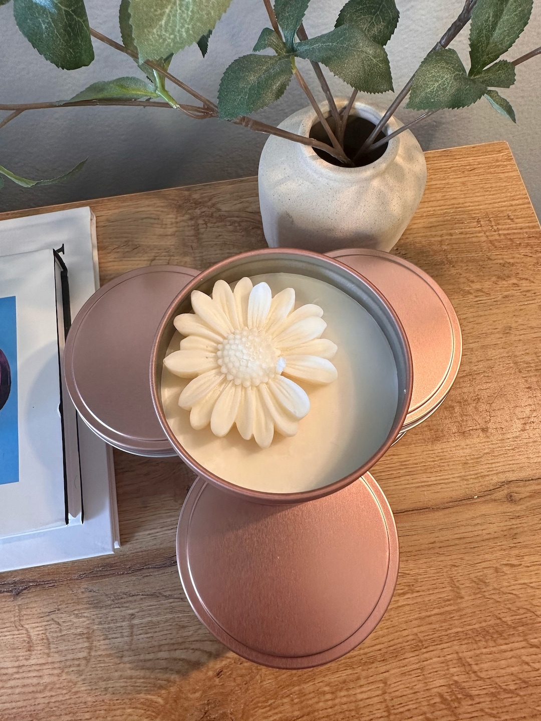 Scented Soy Candle, Daisy Flower Tin Candle, Wedding Gifts Candle ...