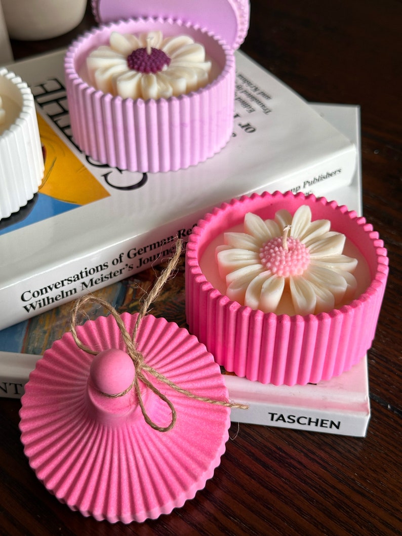 Daisy Flower Candle Soy Wax Daisy Candle Handmade Soy Wax Scented ...