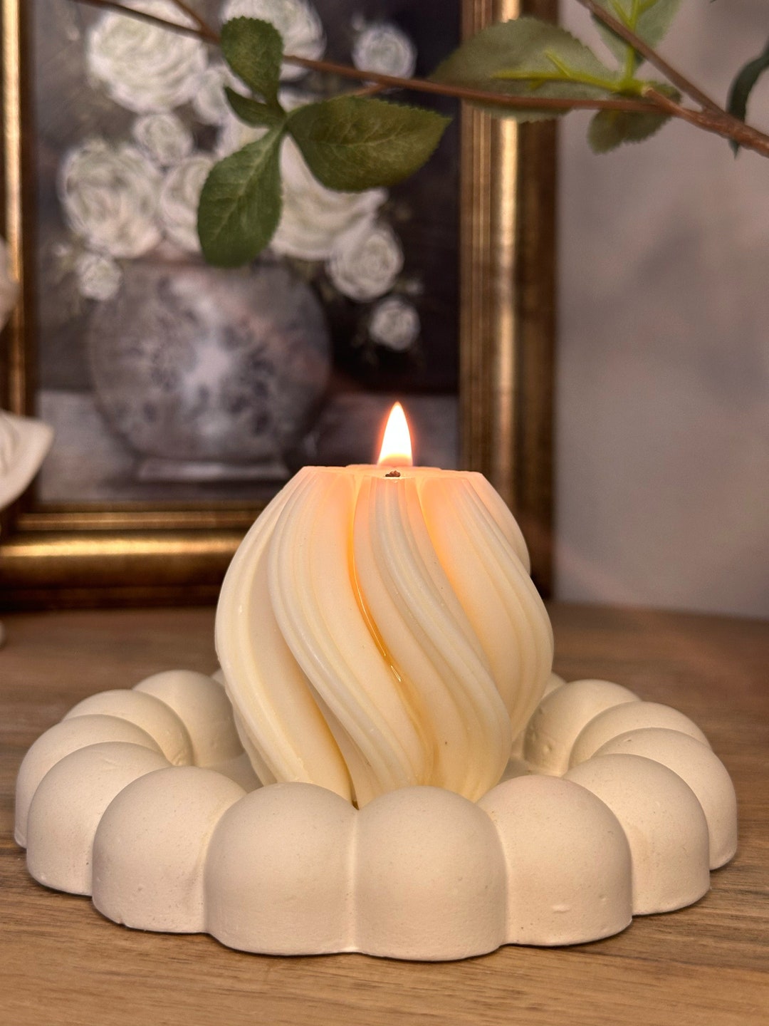 Swirl Decor Pillar Candle | Elegant Swirl Design | Soy Wax Blend ...