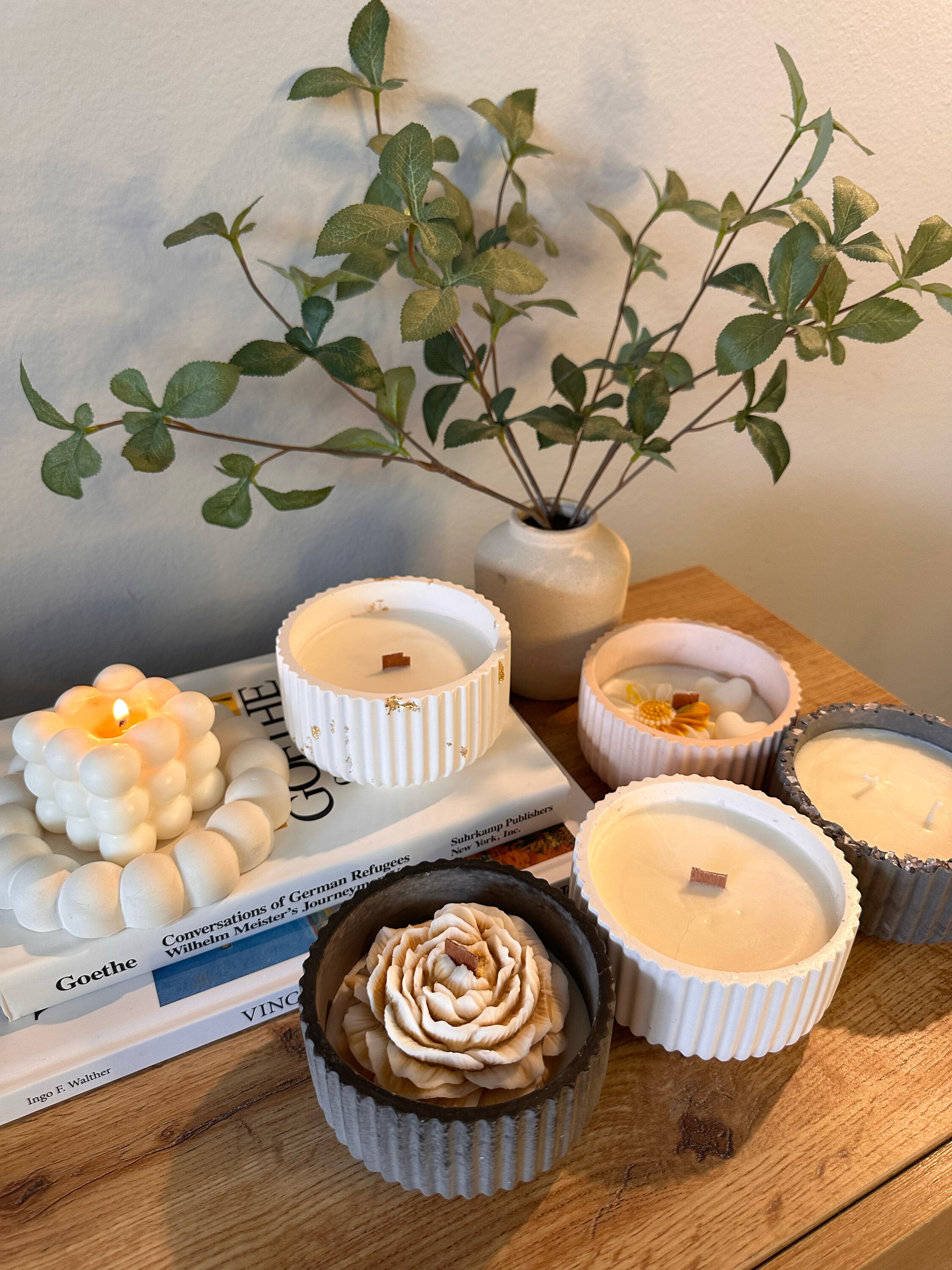 Ribbed Stone Jar With Peony, Flower Ring Trinket Storage Jewelry Box ...