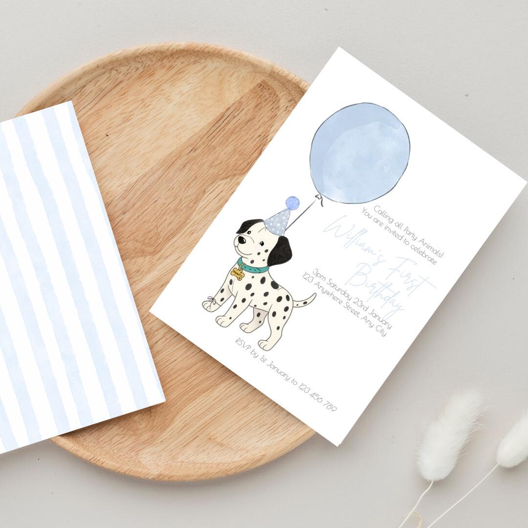Dalmatian Birthday Party Invitation: Editable Puppy Theme (digital ...