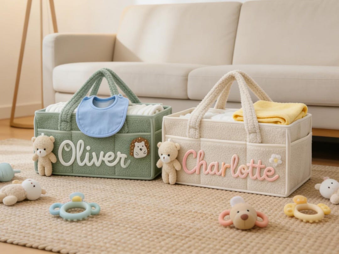 Personalized Baby Diaper Caddy: Custom Name With Bear ,baby Shower Gift ...