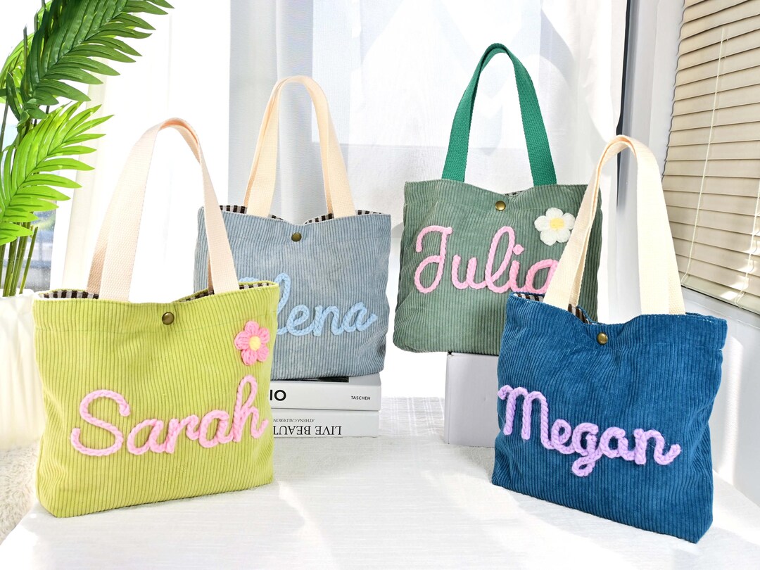 Personalized Kids Name Handbags, Corduroy Handbag for Girls ...