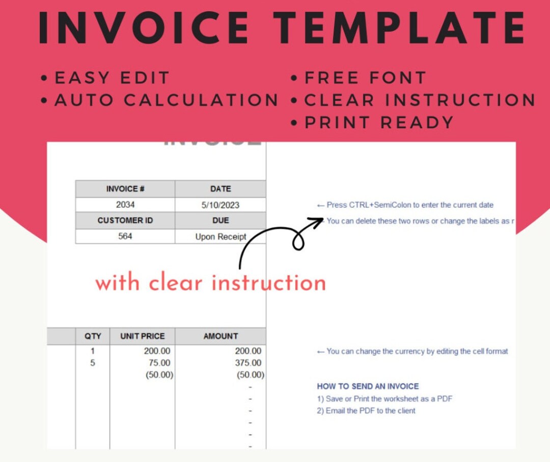 Invoice Receipt Template Billing Slip 10-in-1 Easy to Edit in Microsoft ...