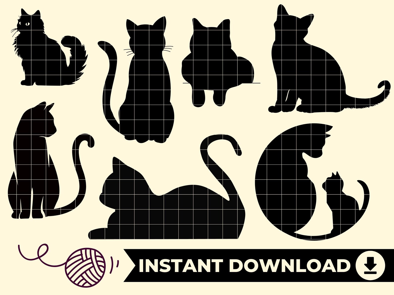 35 Cat Silhouette Bundle - 35 PNG Cut Files for Crafting |35 Cat ...