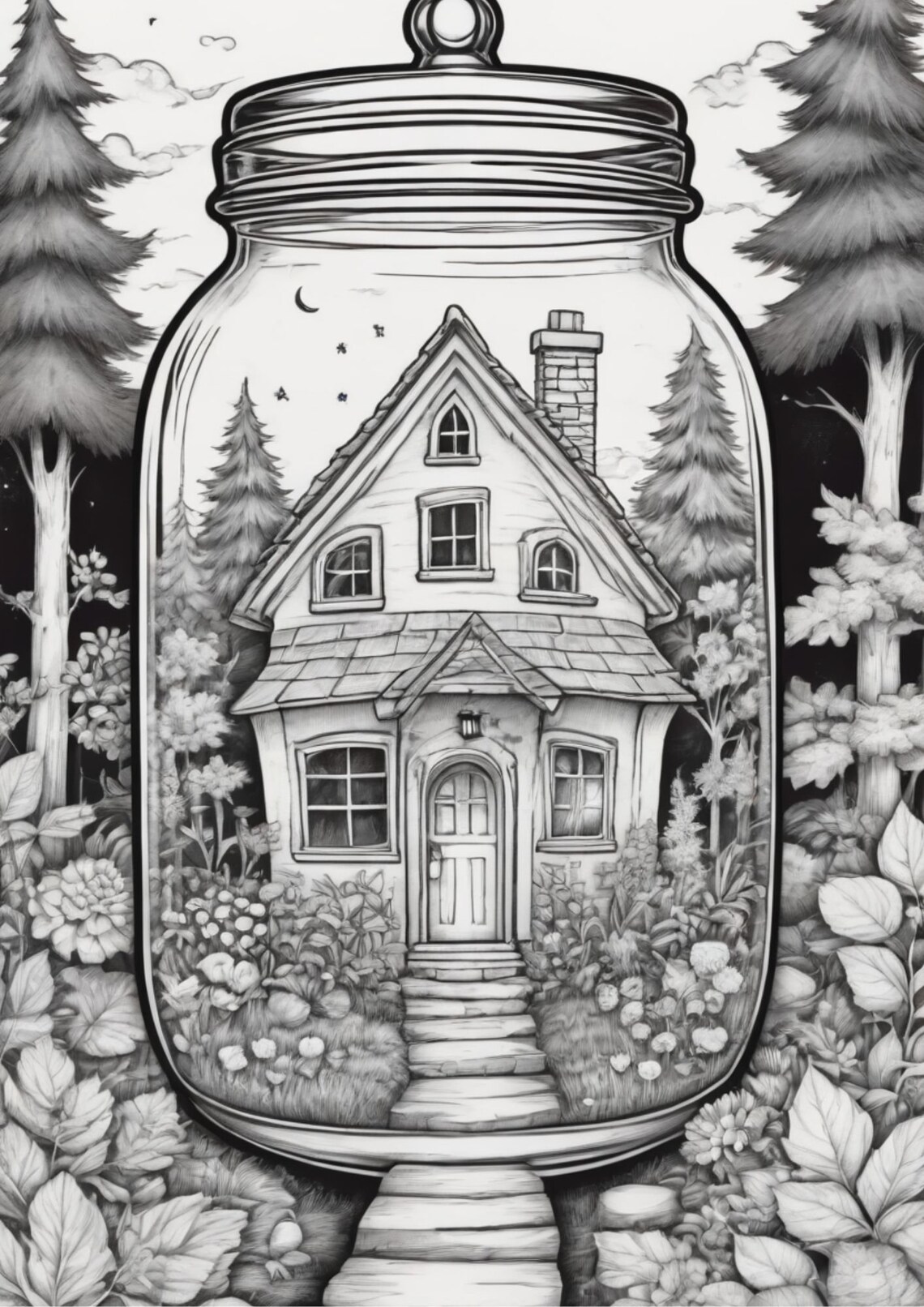 35 House in a Jar - Printable Adult and Kids Coloring Page , Coloring ...