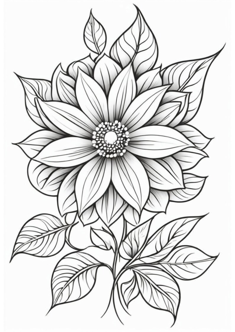 Design a Coloring Page, Featuring an Elegant and Graceful Flower - Etsy