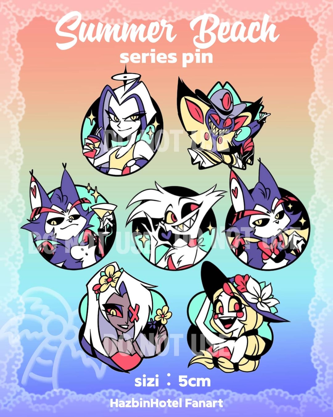 Summer Rainbow Collection Hazbin Fanart Enamel Pin - Etsy
