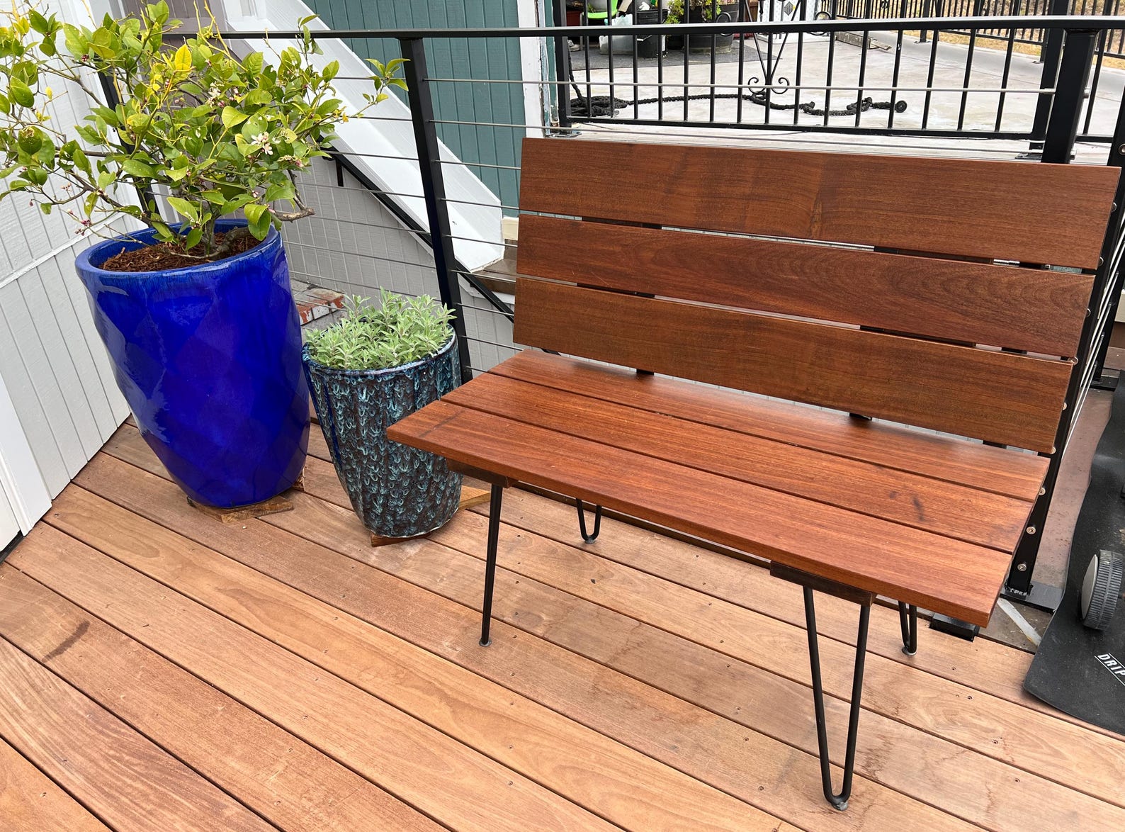 Outdoor IPE Garden Bench/love Seat With Metal Legs - Etsy