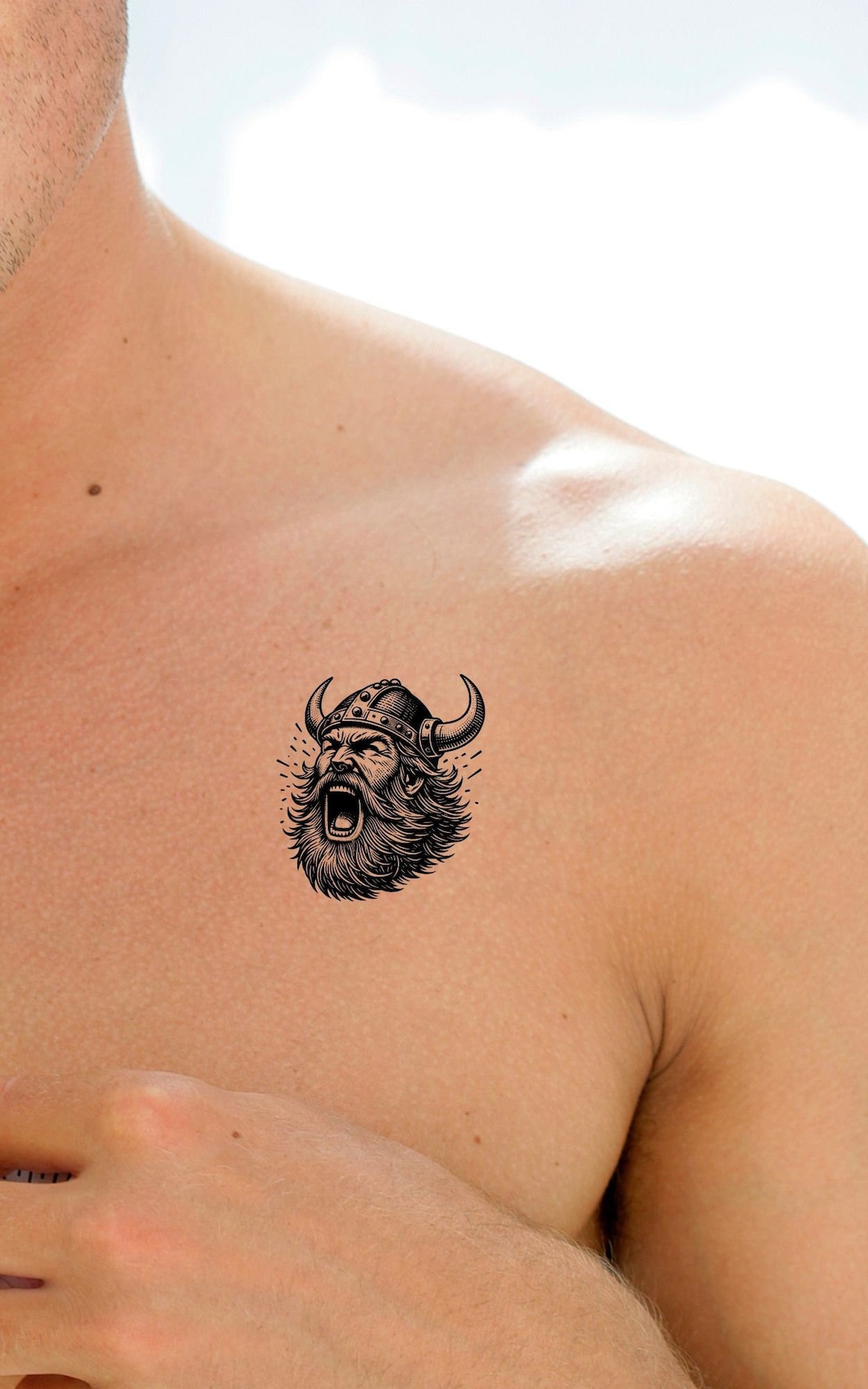 Viking Temporary Tattoo Viking Art Tattoo the Viking Black and White I ...