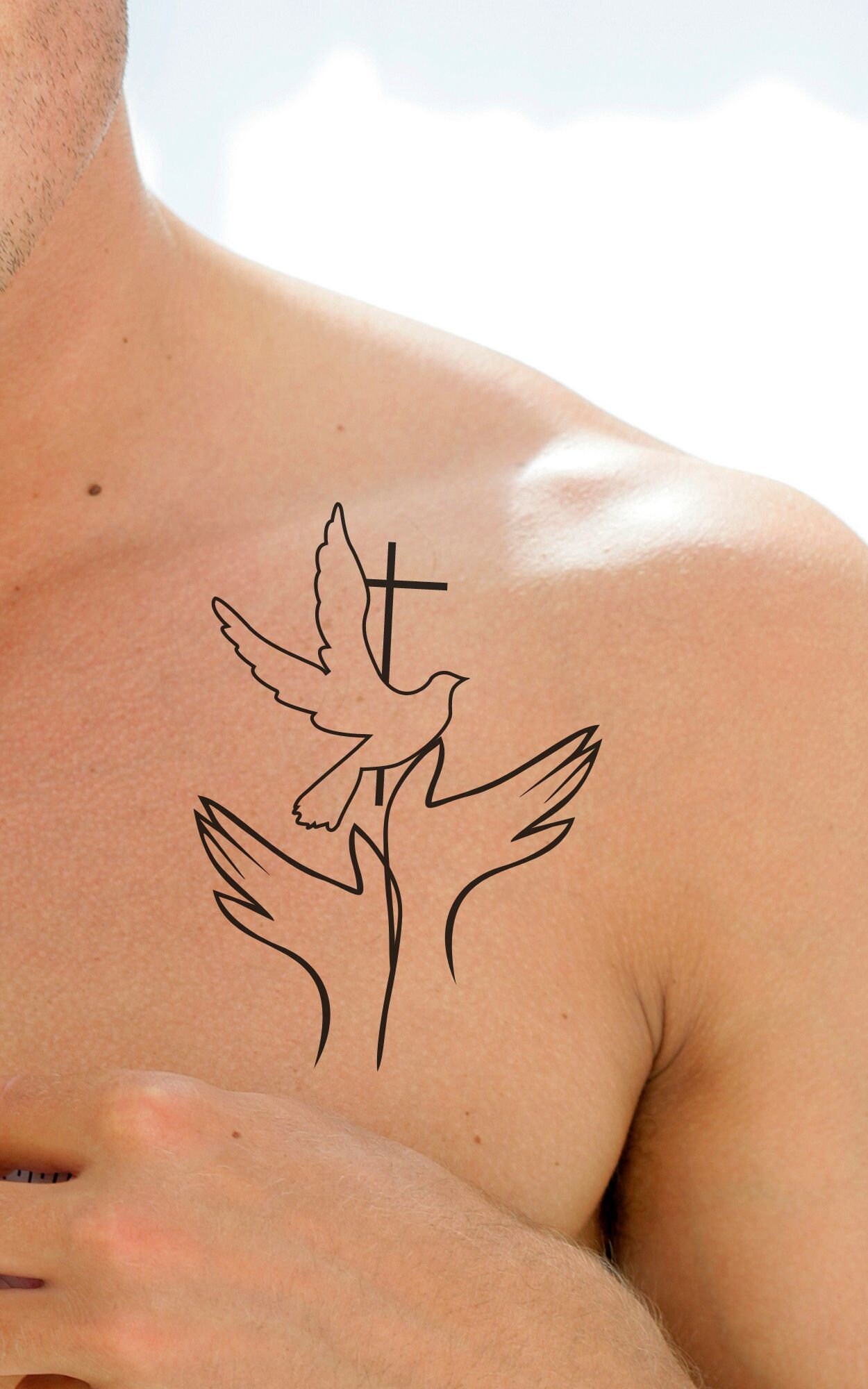 Dove Cross Temporary Tattoo, Religious Tattoo, Faith Tattoo, Christian ...