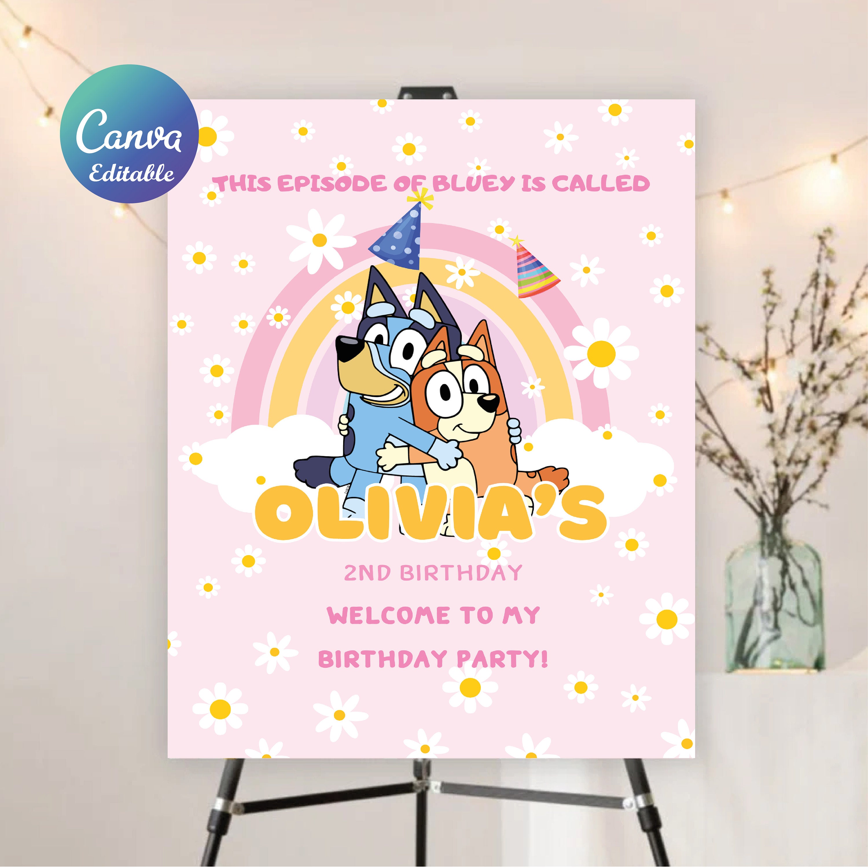 Editable Bluey Welcome Sign for Girl Blue Dog Birthday Sign Bluey ...