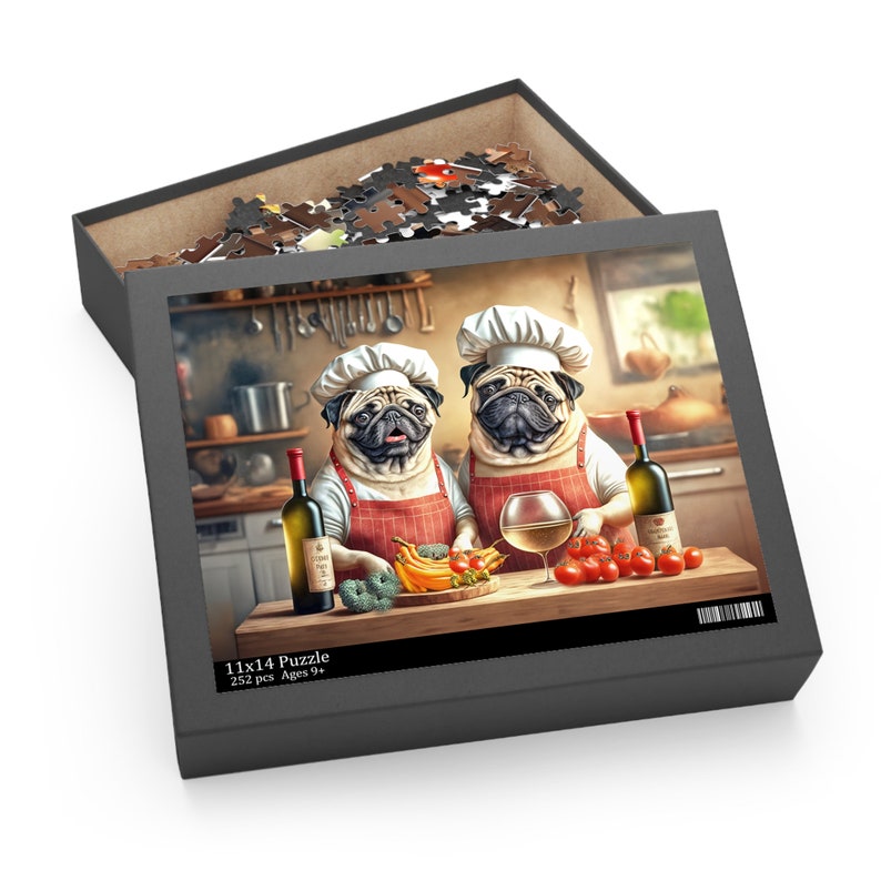 Pug Chefs Cooking in the Kitchen Jigsaw Puzzle - Etsy