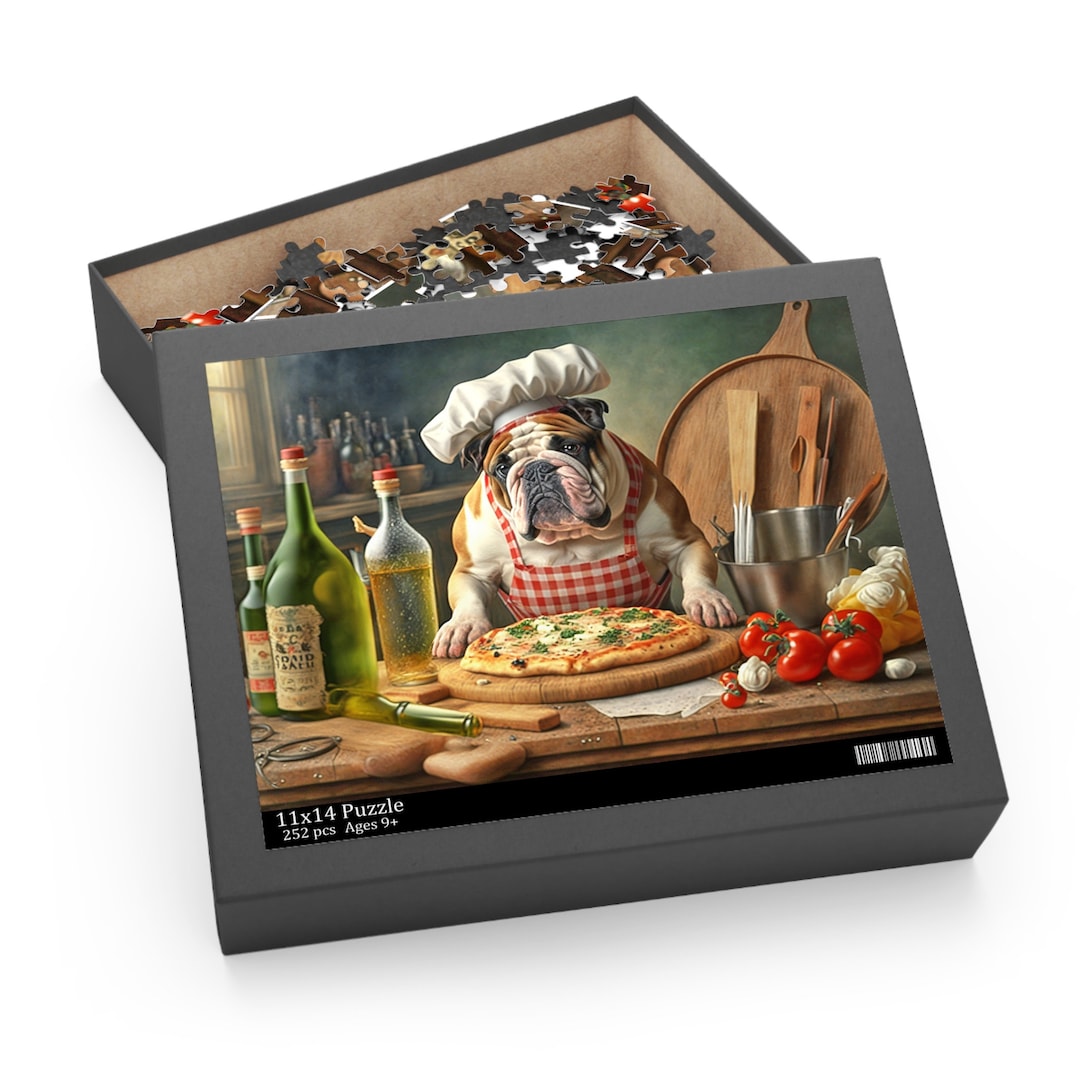 English Bulldog Pizza Chef Jigsaw Puzzle - Etsy