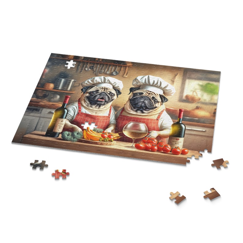 Pug Chefs Cooking in the Kitchen Jigsaw Puzzle - Etsy