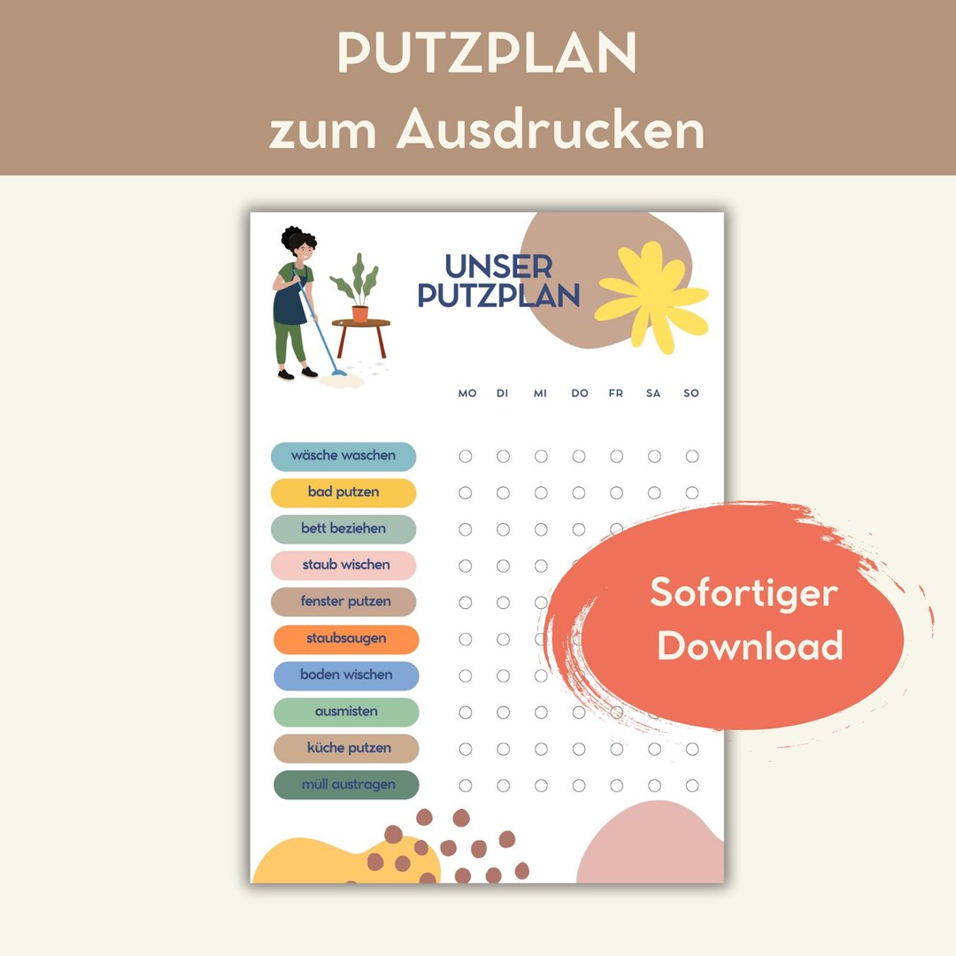 Cleaning Schedule for Printing | Digital Download | Cleaning Schedule ...