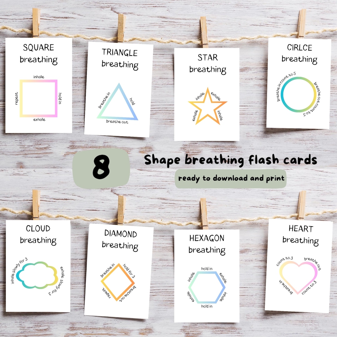 8 Shapes Breathing Flash Cards Shape Breathing Calming Corner ...