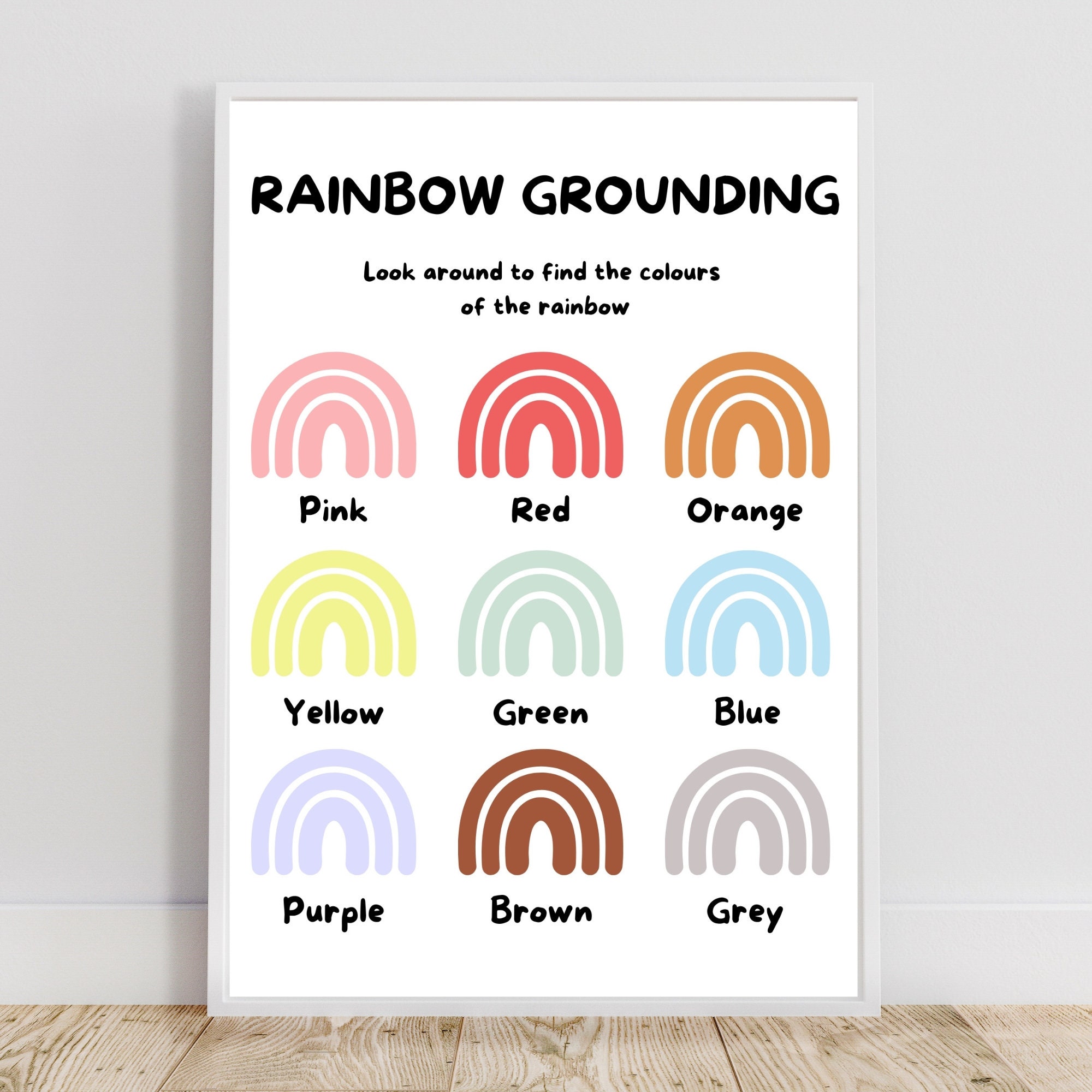 Rainbow Grounding Anxiety Poster Rainbow Breathing Boho Classroom Decor ...