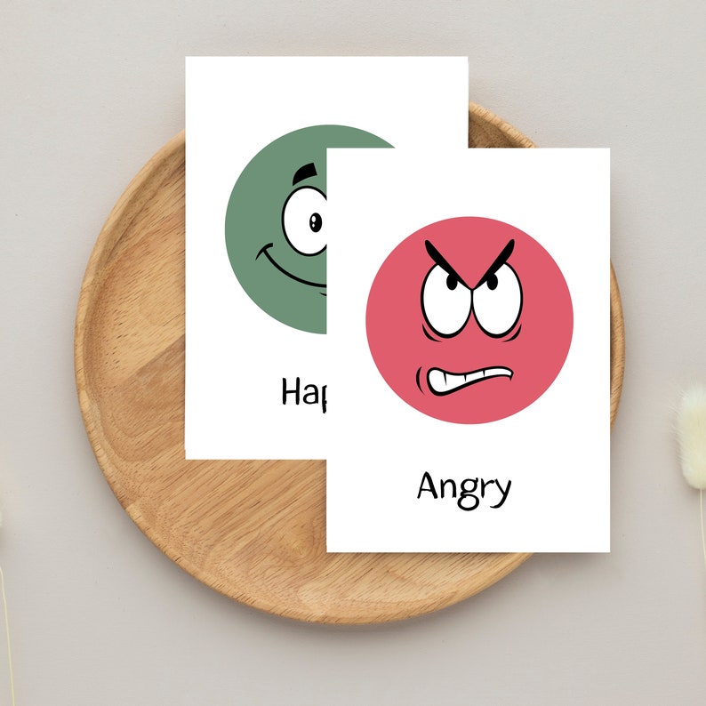 Feelings Cards Set of 16 Feelings Flash Cards Emotions Chart Montessori ...