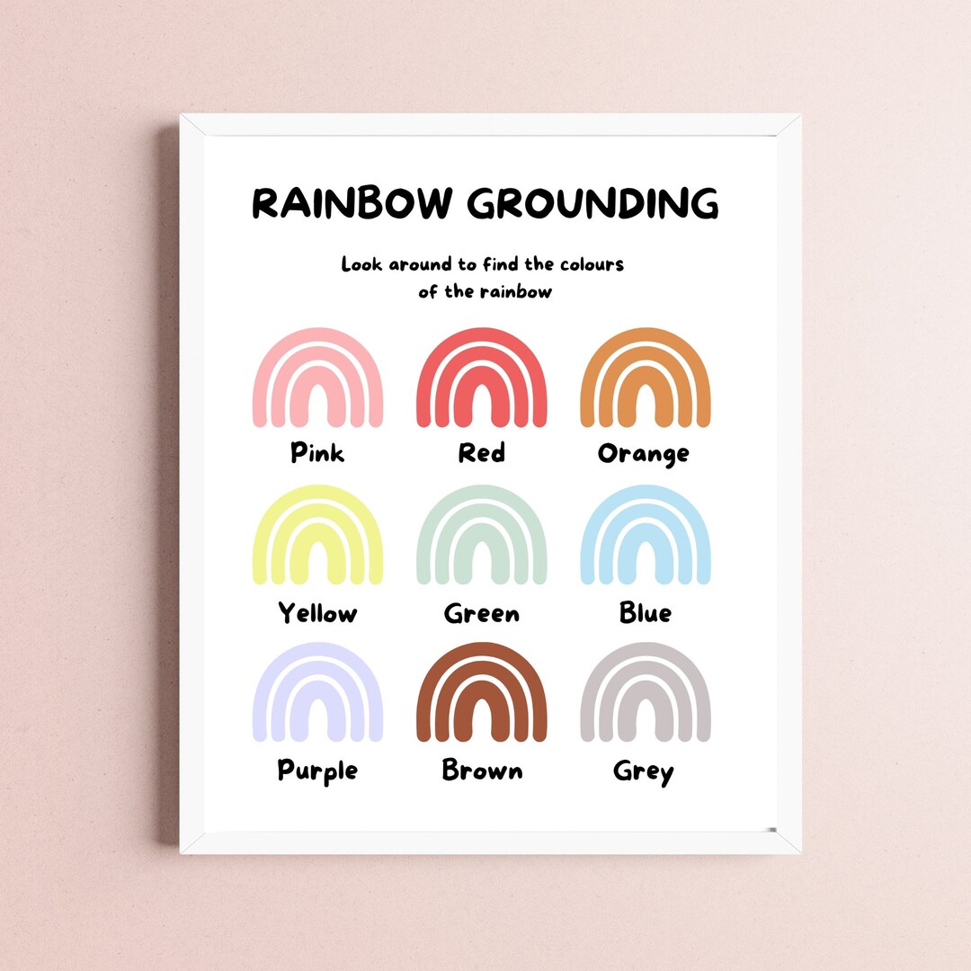 Rainbow Grounding Anxiety Poster Rainbow Breathing Boho Classroom Decor ...